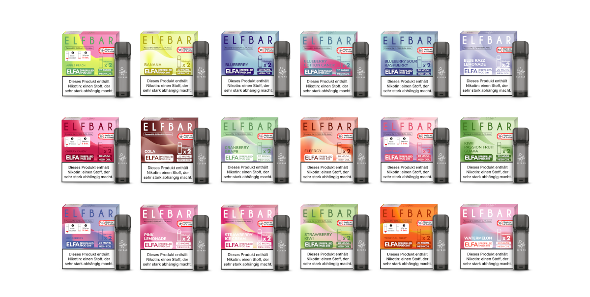 Elf Bar Elfa Pods mit 18 Geschmacksrichtungen